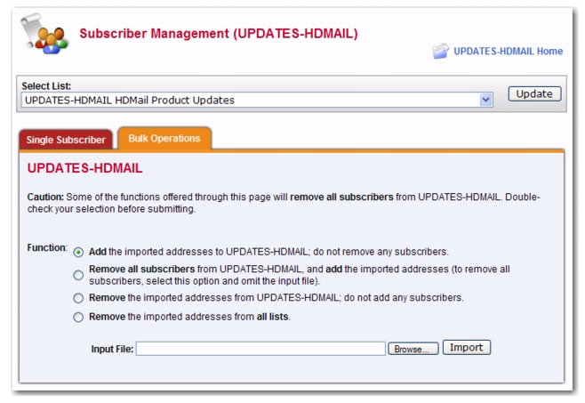 List and Subscriber Management using the Web Interface